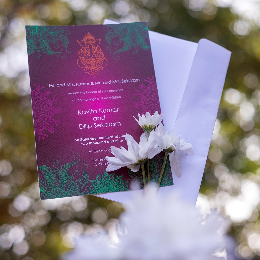 Custom Printed Hindu Patterned Wedding Card | Anim8.lk