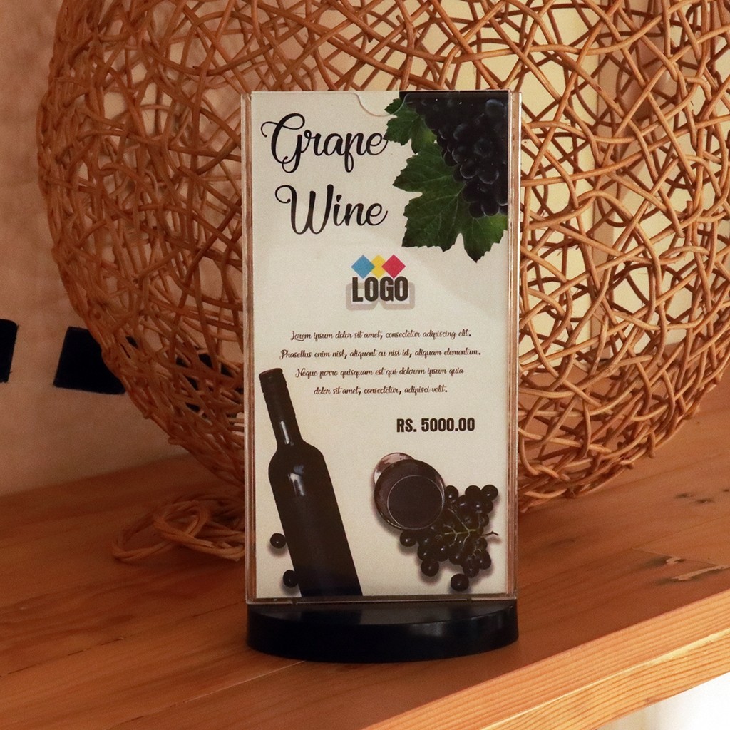 Anim8.lk | Transparent Plastic Menu Slide-In Stand | Restaurant Essentials