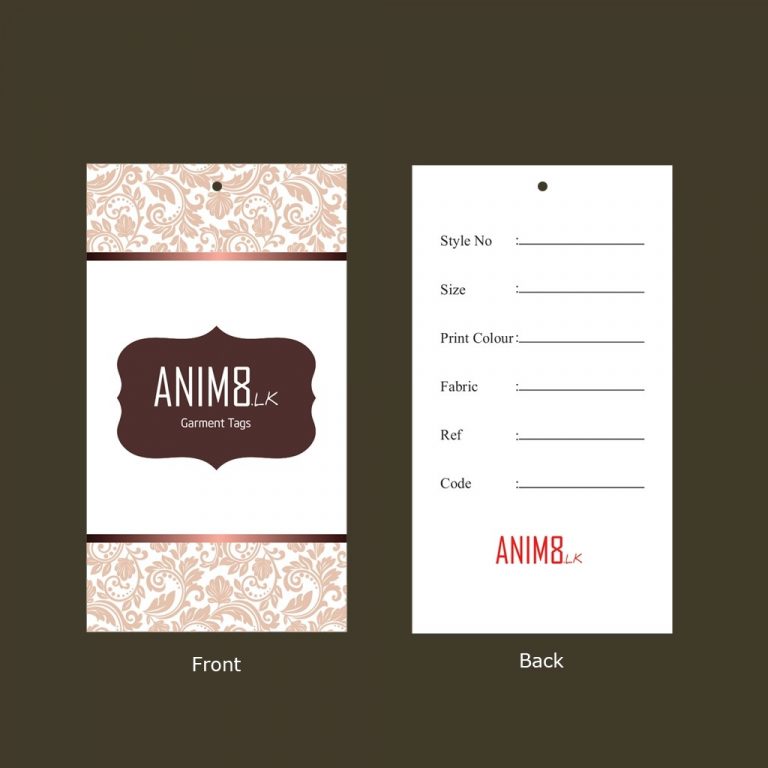 Anim8.lk | Double-Sided Garment Hang Tag | Custom Stickers & Labels