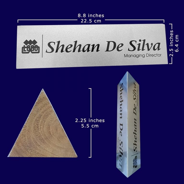 Anim8.lk | Metal Plated Wooden Designation Pyramids | Custom Office ...