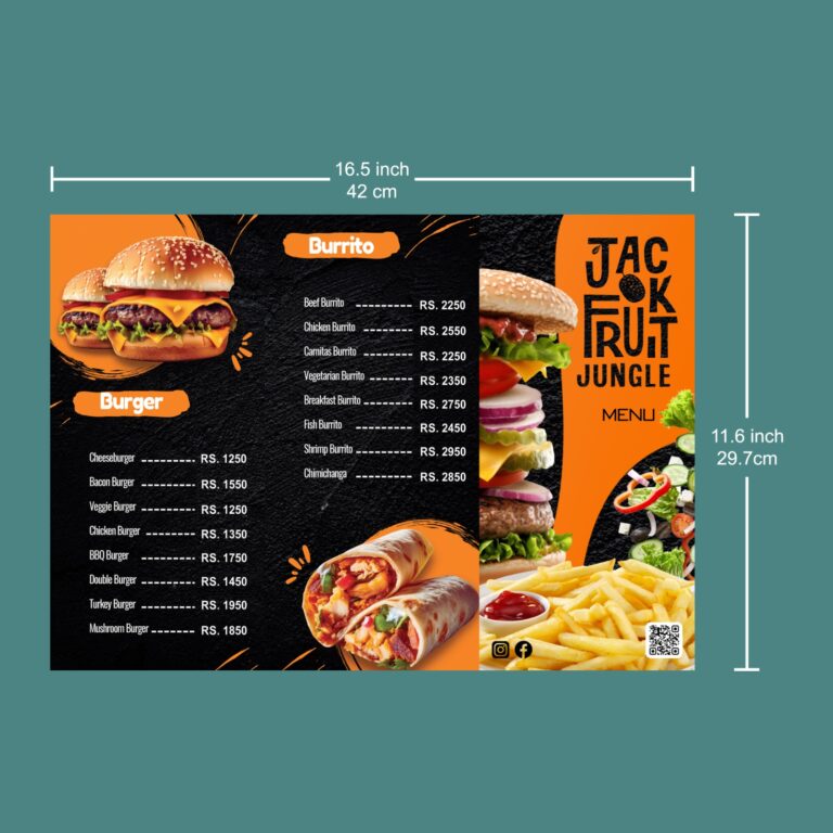 Custom Trifold Menus - Vibrant Designs for Restaurants & Cafés | Anim8.lk